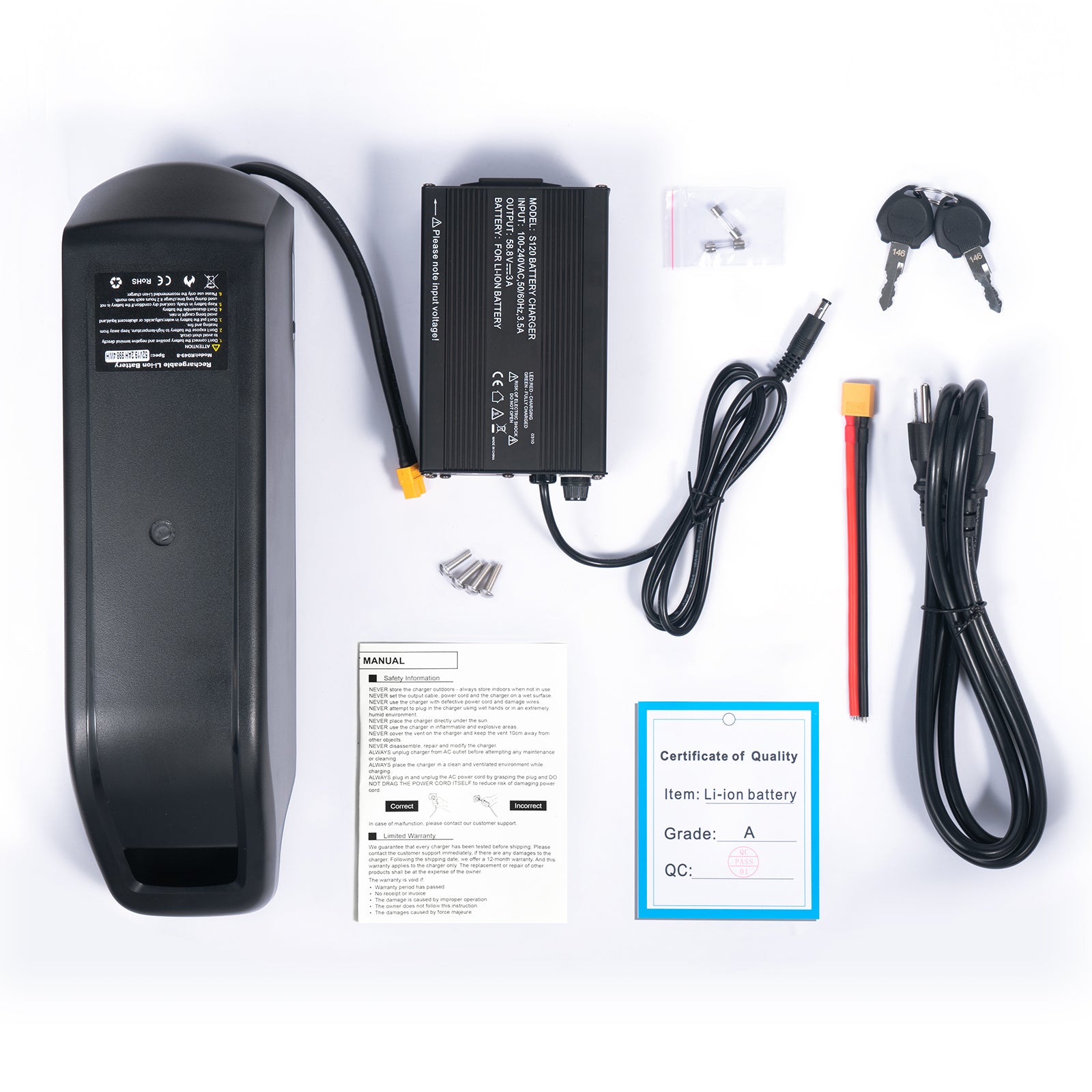 【USA STOCK 】R049-8 52V 20AH BMS50A Chinese 5000mAh Battery Electric Bi– UnitPackPower